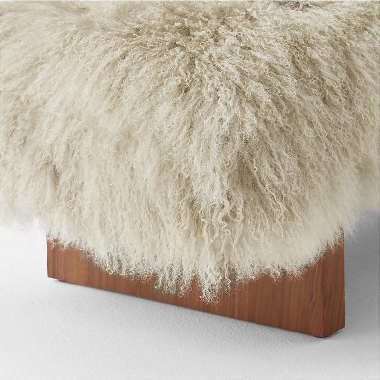 SOCCA TAUPE SHEEPSKIN UPHOLSTERED BENCH 55'' - Alisarch