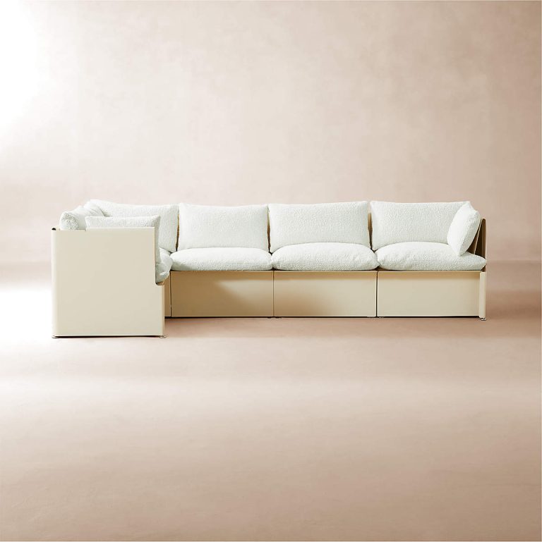 TOL 5-PIECE IVORY BOUCLE SECTIONAL SOFA - Alisarch